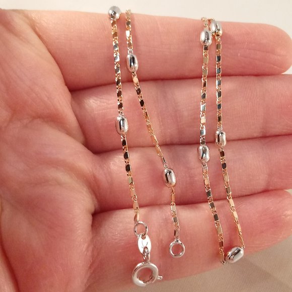 Jewelry | 18k Rose Gold Filled Silver Slim Two Tone Bead Ball Tile ...